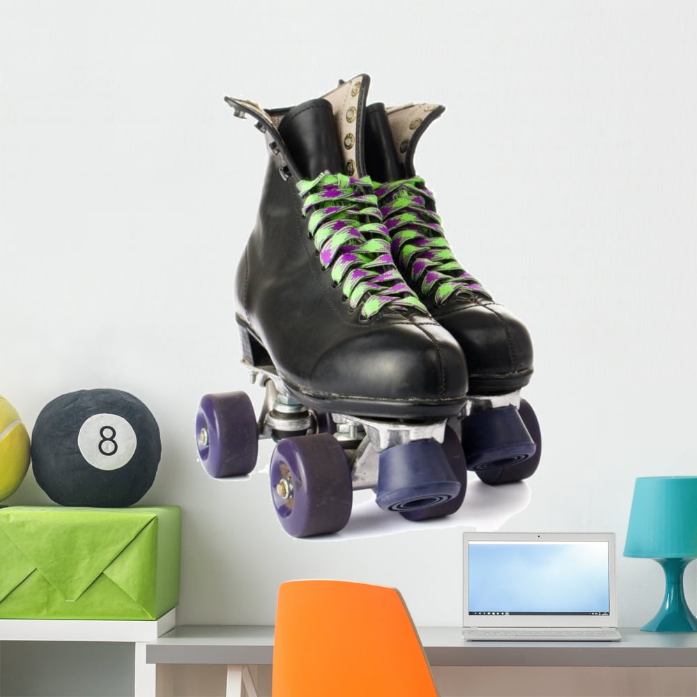 Retro Roller Skates White Wall Mural Decal Sticker, Wallmonkeys Peel ...