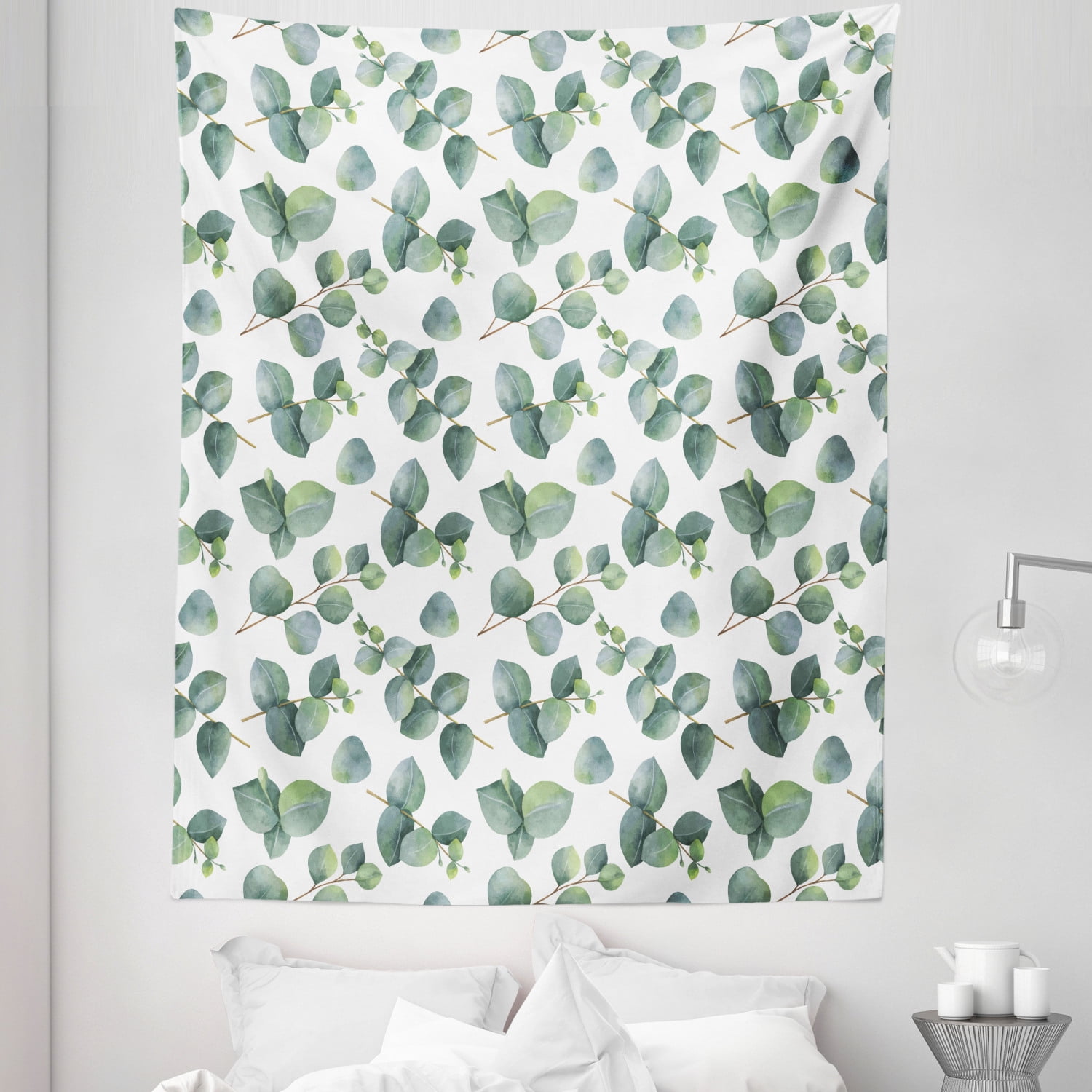 Leaf Tapestry, Watercolor Style Pattern Dollar Eucalyptus Leaves and ...