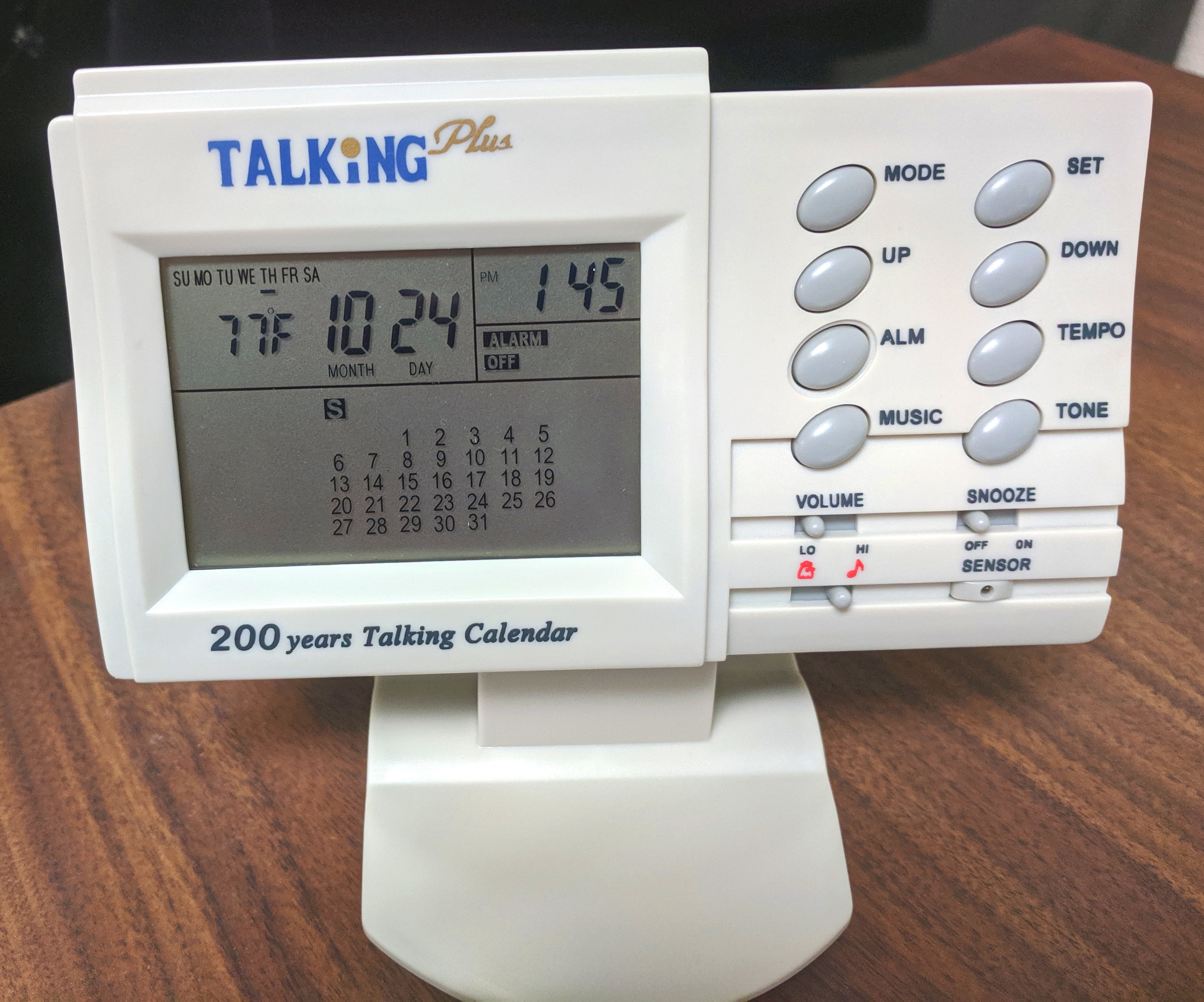 Talking Digital Desk Clock (Beige) 4 Alarms (Rooster or Melody ...