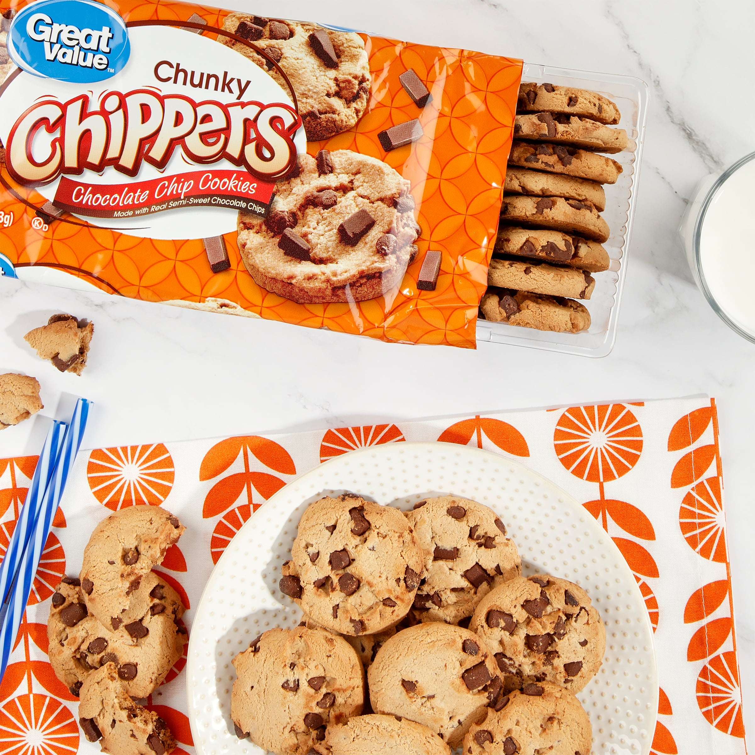 Buy Great Value Chunky Chippers Chocolate Chip Cookies, 11.75 Oz Online ...