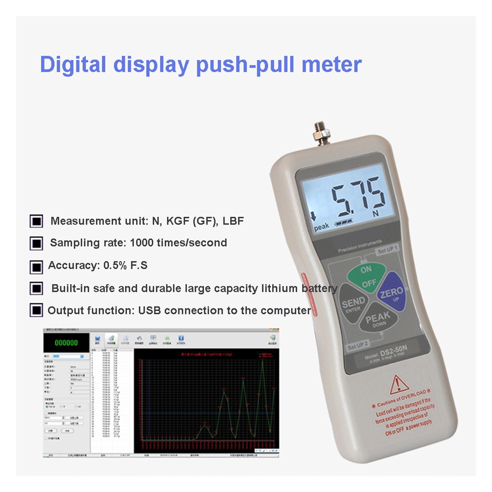 Digital Force Gauge, Digital Force Gauge Thrust Spring Tension Tester ...