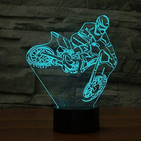 FYBTO 3D Dirt Bike Motocross Night Light Lamp Illusion 7 Color Changing ...