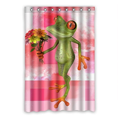 Greendecor Frog Waterproof Shower Curtain Set With Hooks Bathroom