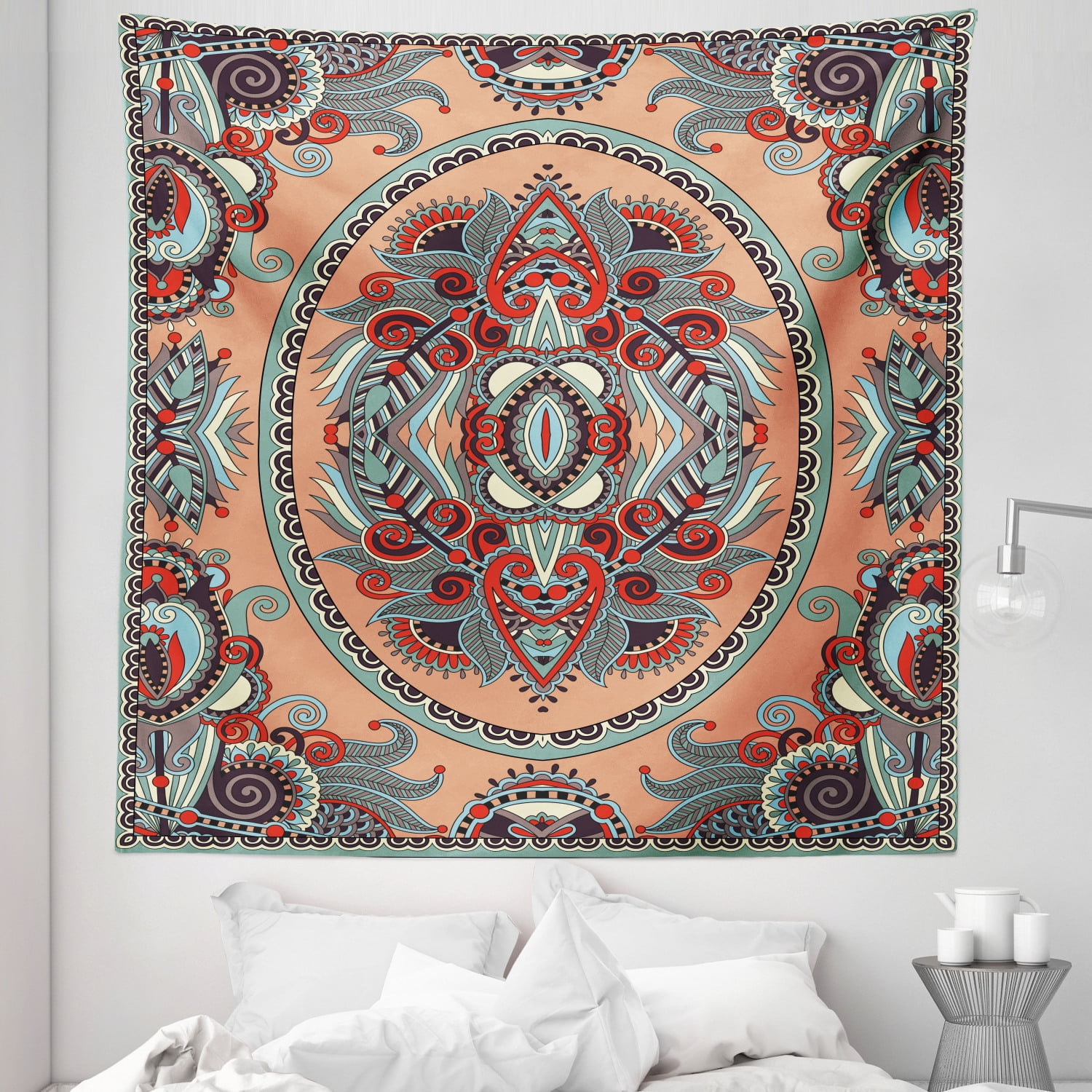 Floral Tapestry, Theme Ukrainian Carpet Design with Flowers Paisley ...