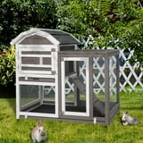 Pawhut Wooden Indoor Rabbit Hutch Elevated Cage Habitat with Enclosed ...