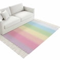 Bedroom Rug Carpet 3'x 5', Rainbow Stripes Washable Floor Carpet with ...