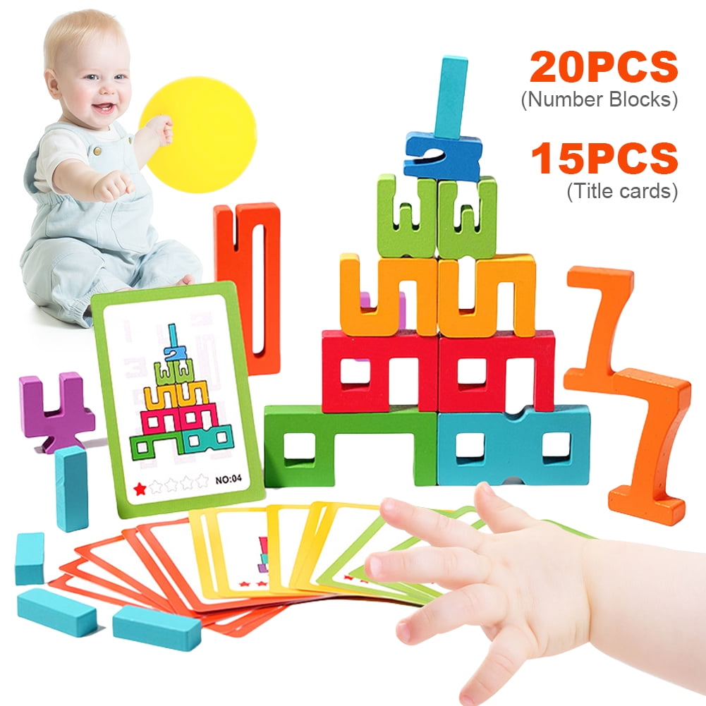 Número Juego Balance Competencia Montessori Bloques Apilamiento Números ...