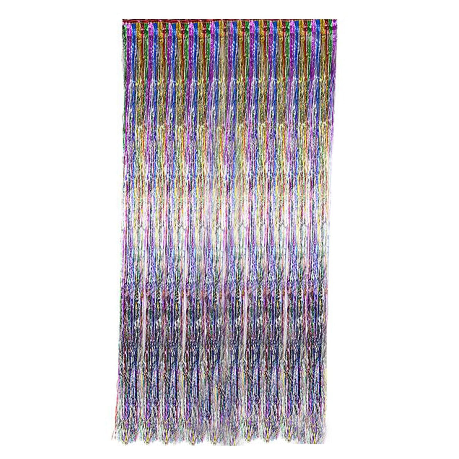 Rainbow Metallic Fringe Curtain Party Room Decor 3' x 8' - Walmart.com