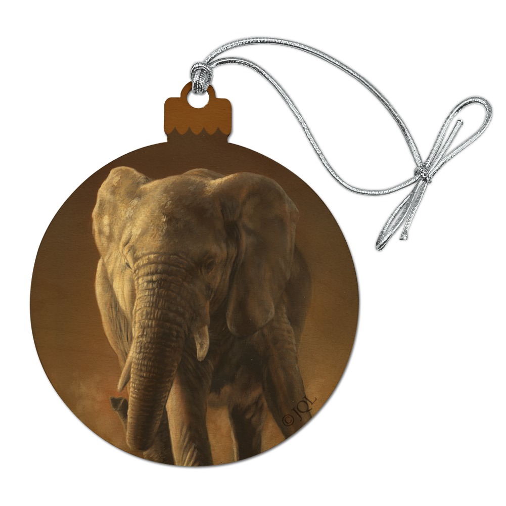 African Elephant Painting Wood Christmas Tree Holiday Ornament ...