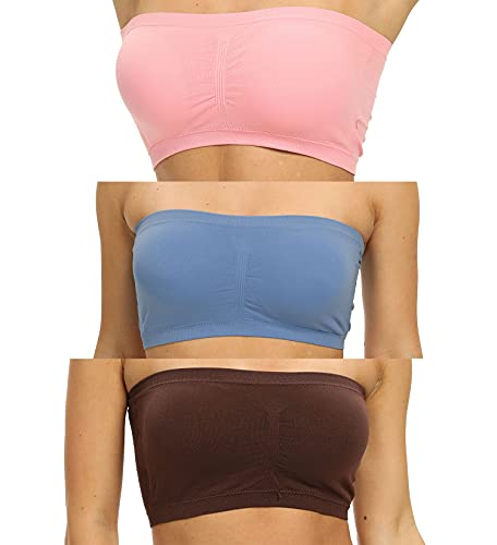 Venbond 3pack Womens Seamless Bandeau Crop Tube Top Bra Strapless