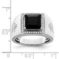 14k White Gold Lab Grown Diamond and Simulated Onyx Side Religious ...