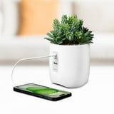 iHome PowerPlant USB Charging Station, Faux Succulent Design, White, 2 ...