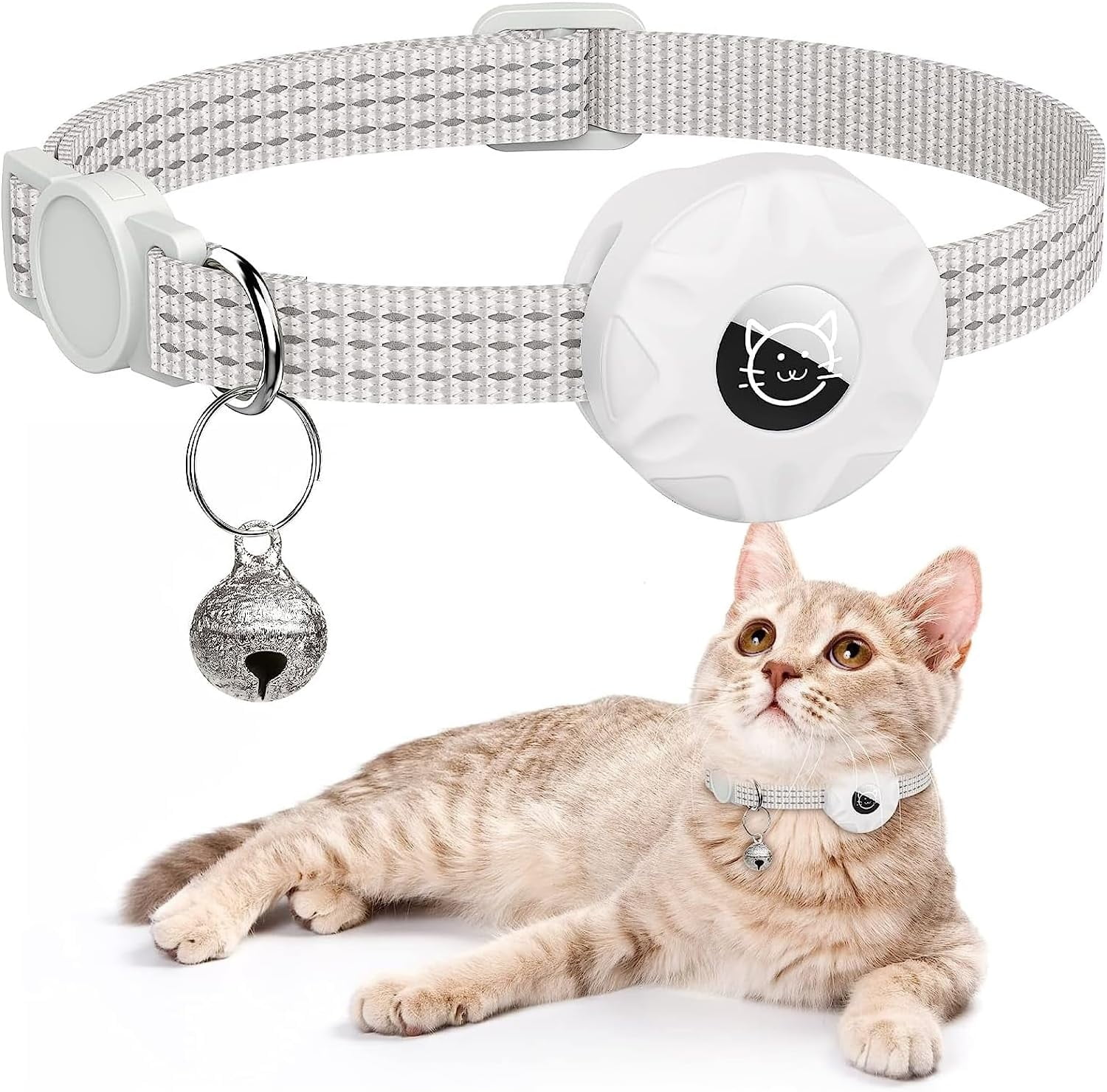 Collar para gatos SSuperp Airtag reflectante integrado con soporte ...
