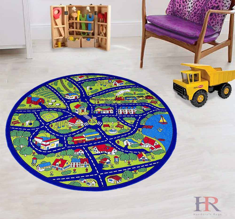 Road Mats by Handcraft Rugs-My Neighborhood Map, Blue and Multi color ...