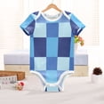 Blue Checkerboard Pixel Art Pure Cotton Bodysuit Short Sleeve Pajamas ...