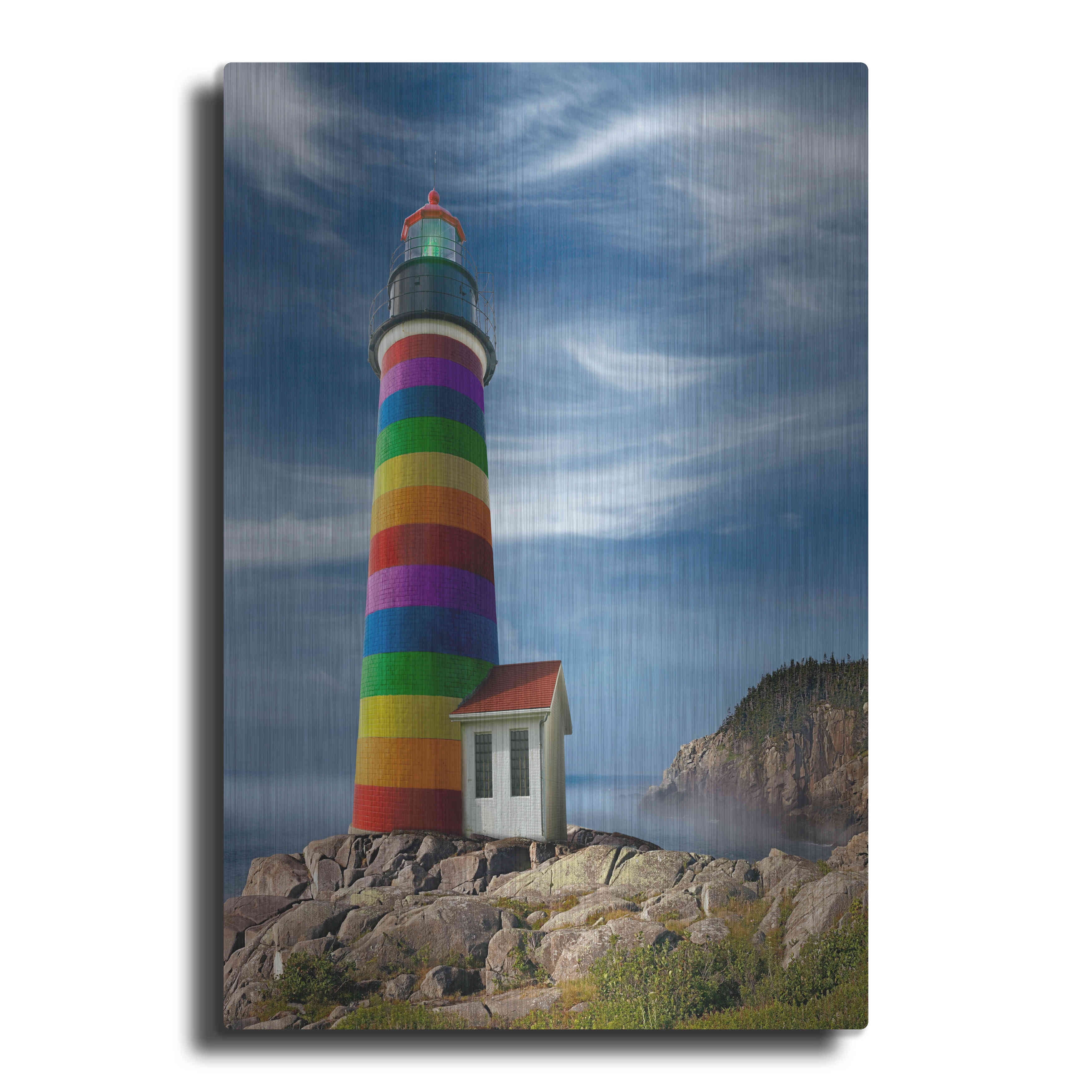 Luxe Metal Art 'Rainbow Lighthouse North' by Mike Jones, Metal Wall Art ...