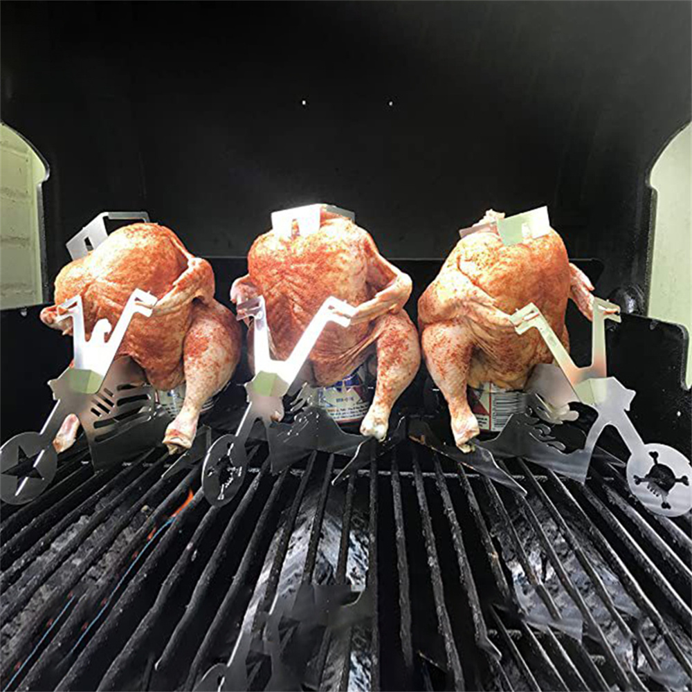 BBQ Chicken Roaster Rack BBQ Rack Motorbike Barbecue Stand Stainless ...
