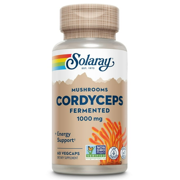 Suplemento de hongo Cordyceps fermentado SOLARAY, 1000 mg, 60 cápsulas ...