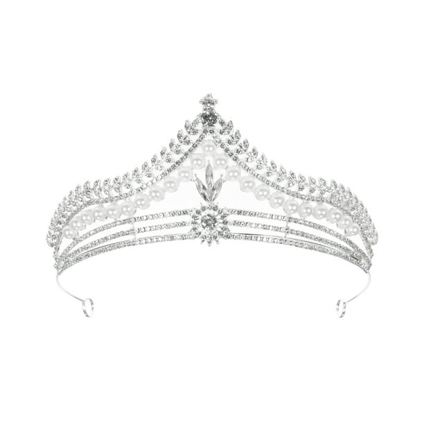 Crystal Rhinestones Pearl Crown Headpiece Princess Crown with ...