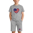 Boys Patriotic Tracksuit Retro USA Flag Heart Shape Graphic Print Short ...