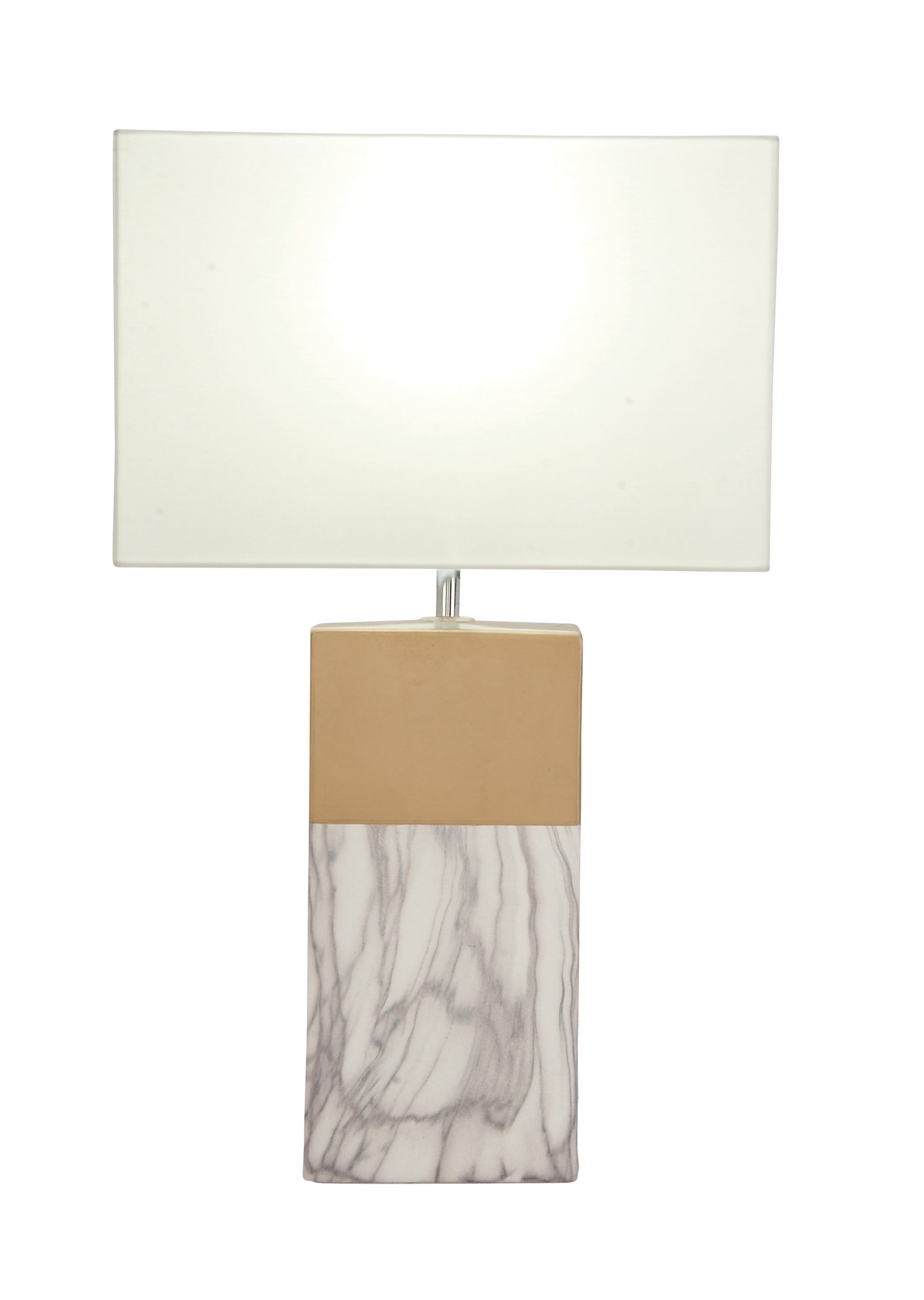 DecMode Large Rectangular White Marble Table Lamp with Metallic Gold ...