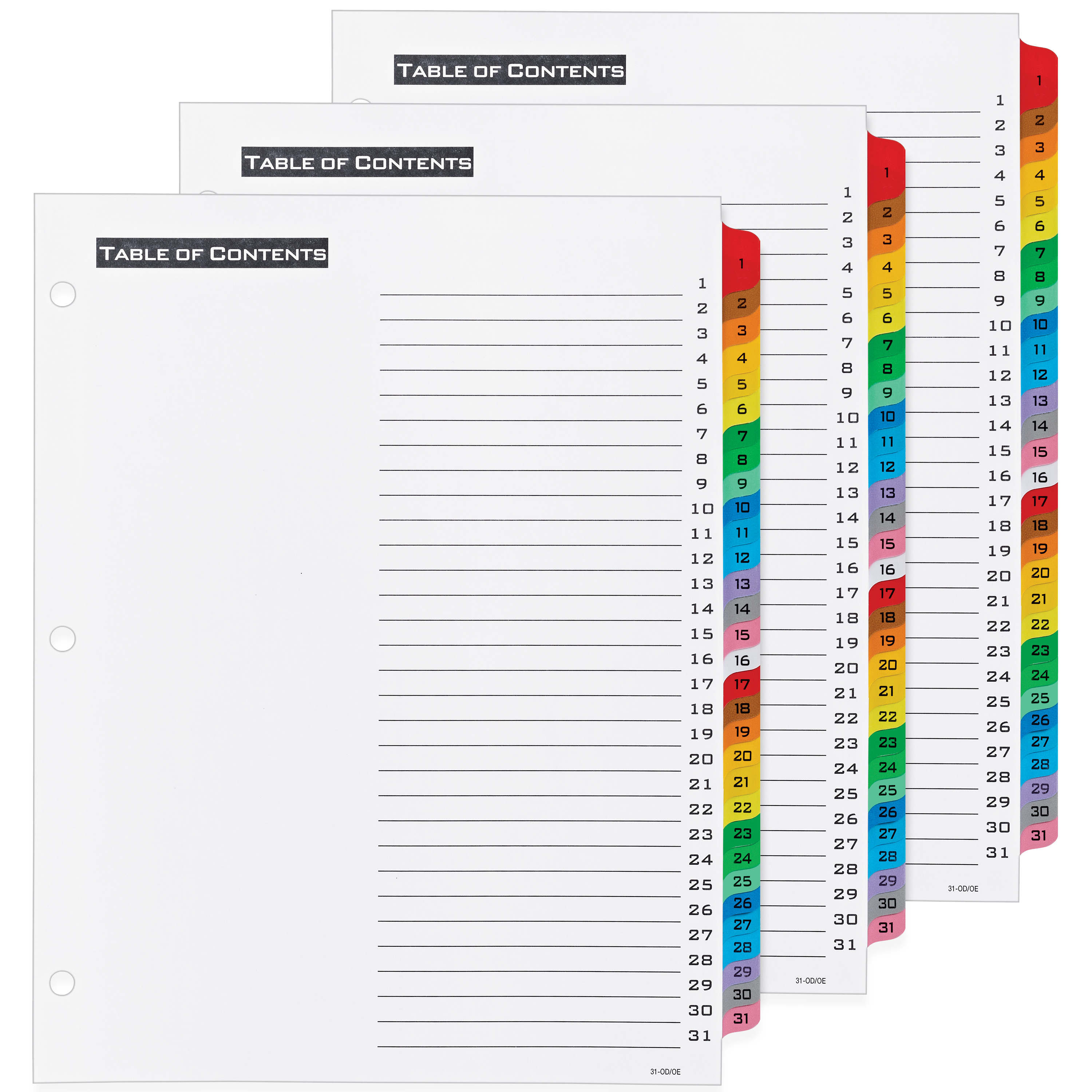 Office Essentials 1 31 Tab Table n Tabs Dividers For 3 Ring Binders Office Essentials 1 31 Tab Table n Tabs Dividers For 3 Ring Binders