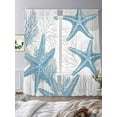 Blue Starfish Coastal Sheer Curtains for Living Room Bedroom Nautical ...
