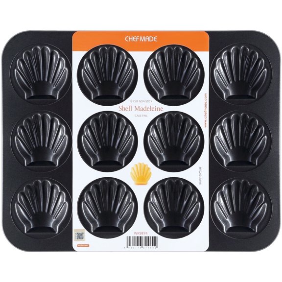 CHEFMADE Madeleine Mold Cake Pan, 6-Cavity Non-Stick Spherical Shell ...