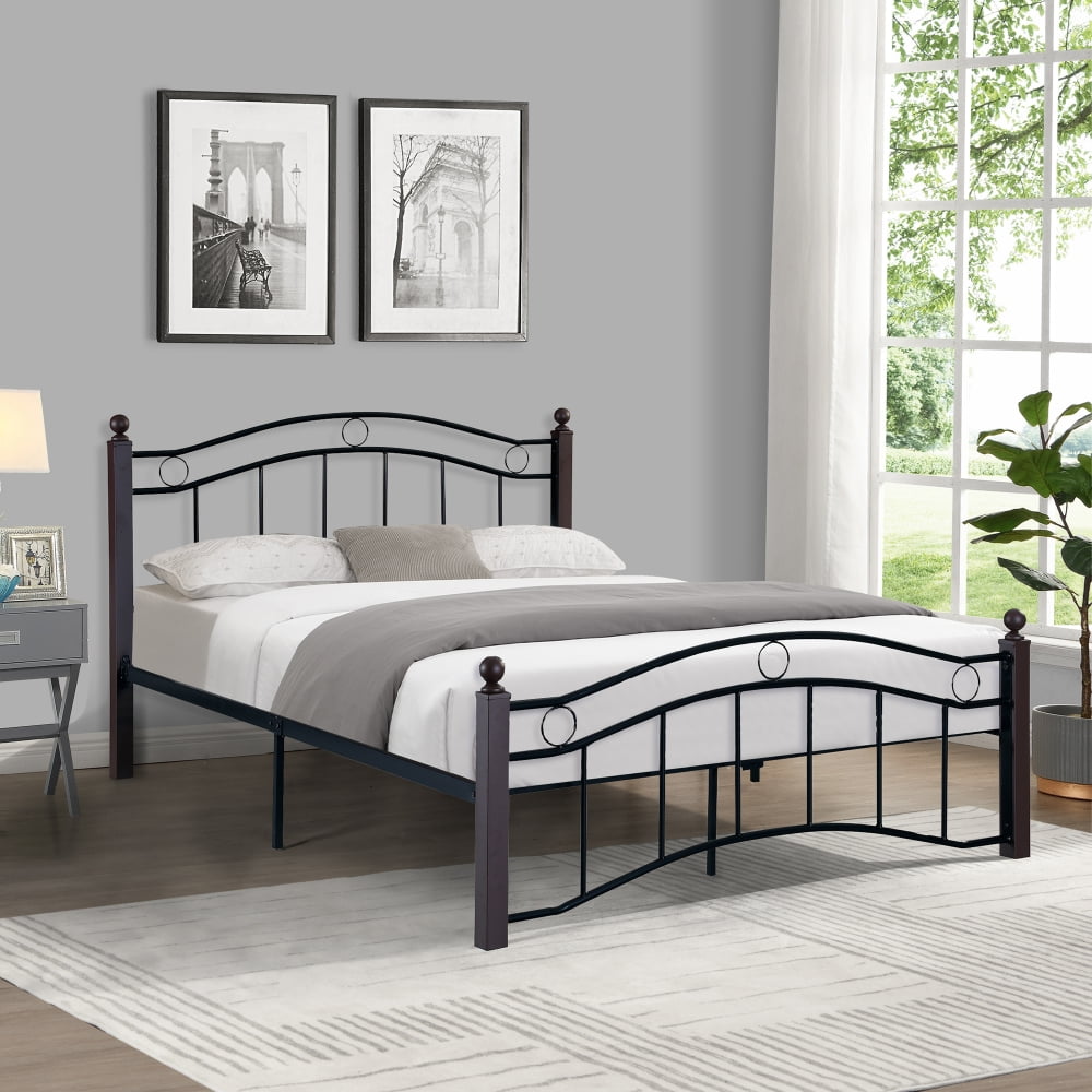 Full Size Vintage Platform Bed,Durable Metal Bed Frame with Victorian ...