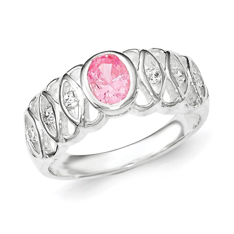 Sterling Silver Pink Cubic Zirconia Oval Ring - Walmart.com - Walmart.com