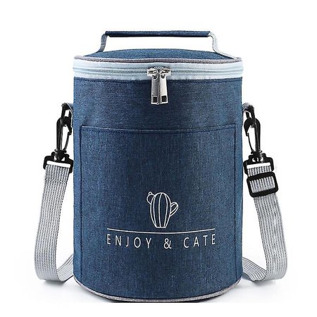 Waterproof Oxford Insulated Round Lunch Tote Portable Cylinder Thermo ...