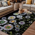 Bohemian Daisy Outdoor Rug 5x7 ft Pastoral Abstract Night Pink Blue ...