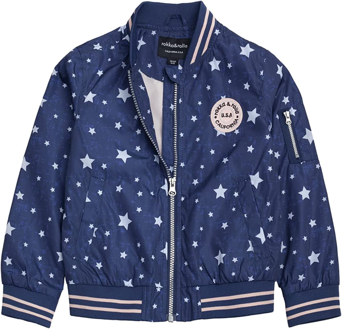 Rokka&Rolla Girls' Bomber Jacket Casual Zip Up Varsity Coat X-Small ...