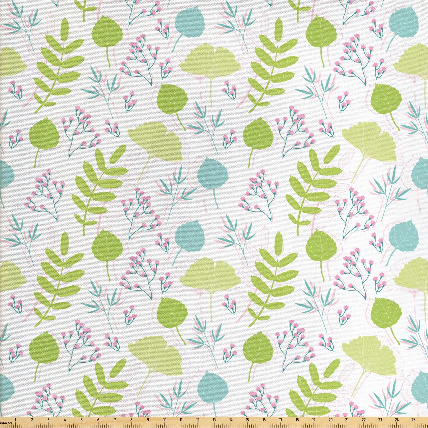 Botany Fabric by the Yard Upholstery, Botanical Elements Leaves ...