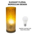 LED Uplight Table Lamp with Amber Glass, Hand Painted Floral Moroccan ...