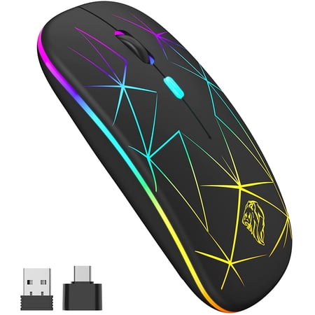 Wireless Mouse,Slim Rechargeable Bluetooth Mouse, Dual Mode(Bluetooth 5 ...
