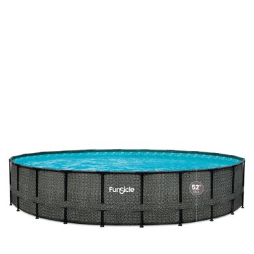 Funsicle 16ft x 48in Round Crystal Vue Oasis Above Ground Pool, Dark ...