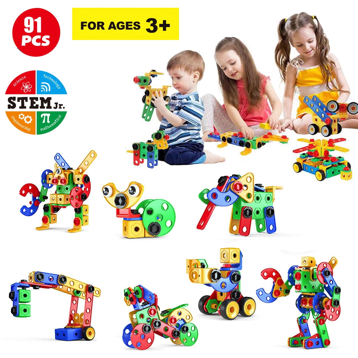 Zummy Educational Construction Building Sets Toys for Kids ( 91 Pieces ...