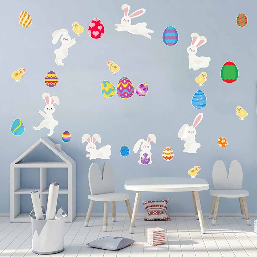 HIMIWAY Cartoon Easter Rabbit Wall Sticker Bedroom Decal Home Stickers ...