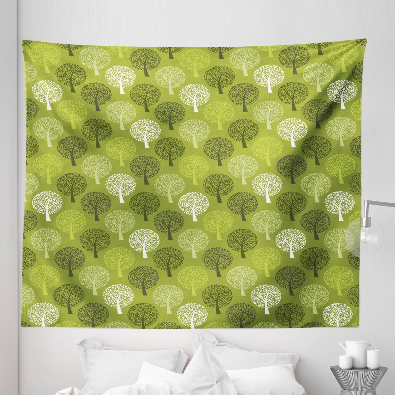 Leaves Tapestry, Repetitive Botanical Theme Abstract Trees Motifs Art ...