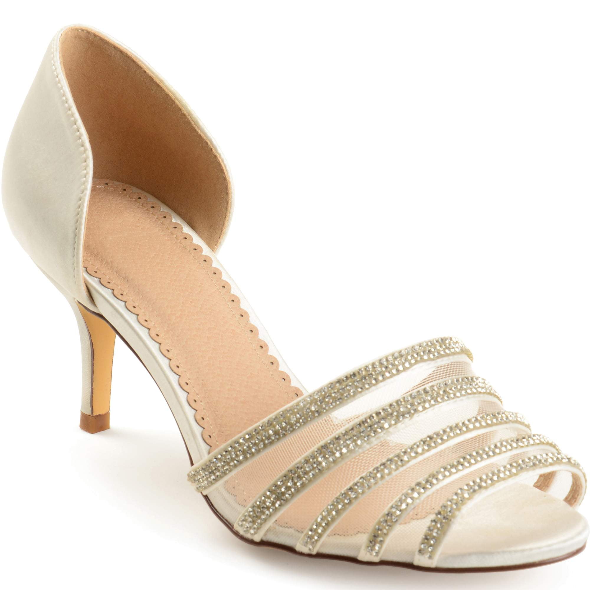 Brinley Co. - Womens Salem Satin D'orsay Peep-toe Rhinestone High Heels ...