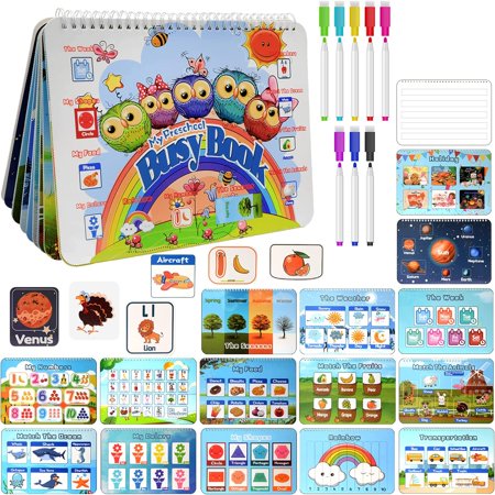 Toddler Busy Book, Autism Toys for Kids, 16 Themes with Colorful Pages ...