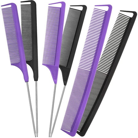 6 Pieces Parting Comb Rat Tail Hair Comb Cutting Comb Set Pintail Comb ...