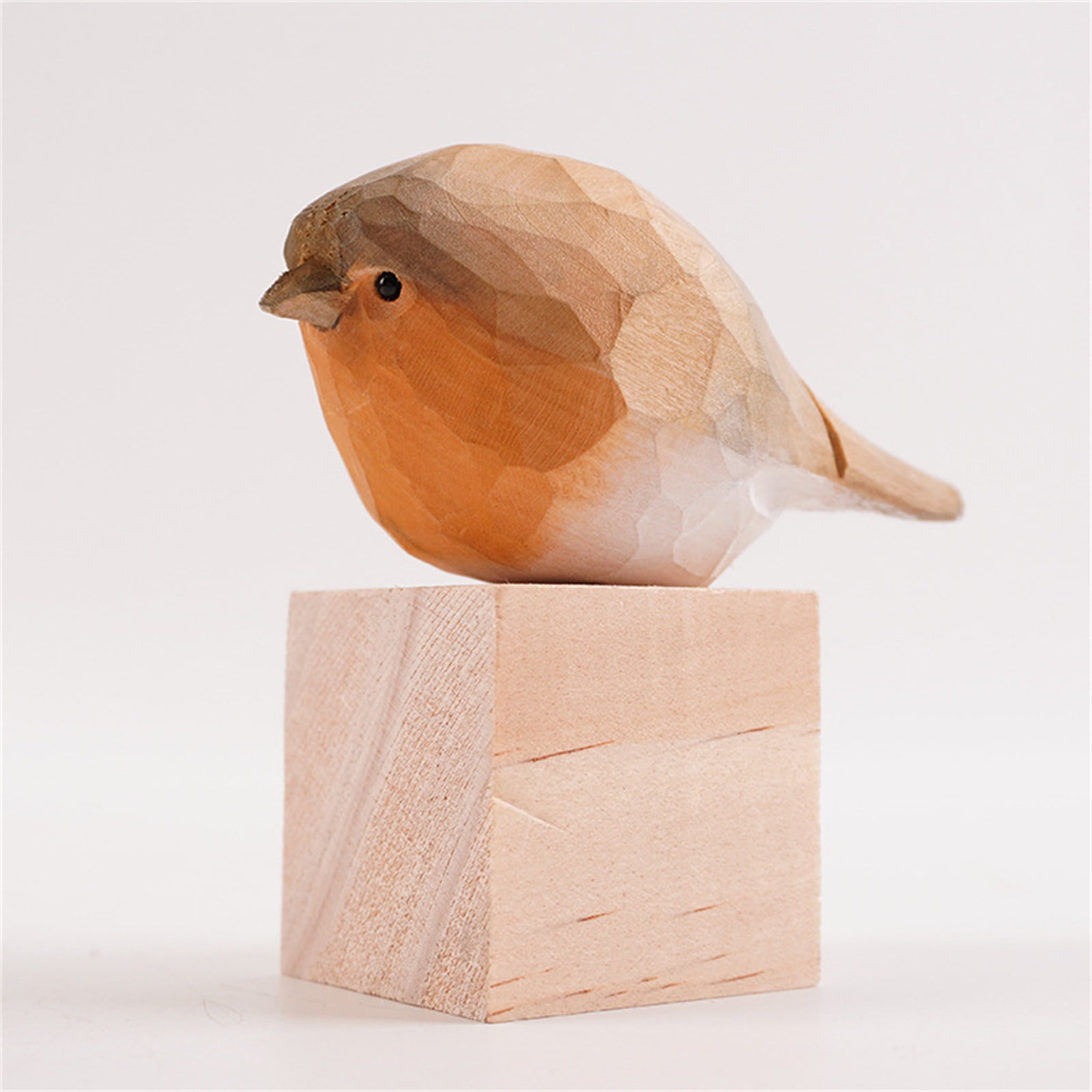 Bird Figurine Small Wood Bird Statue Art Handmade Carving Decoration ...