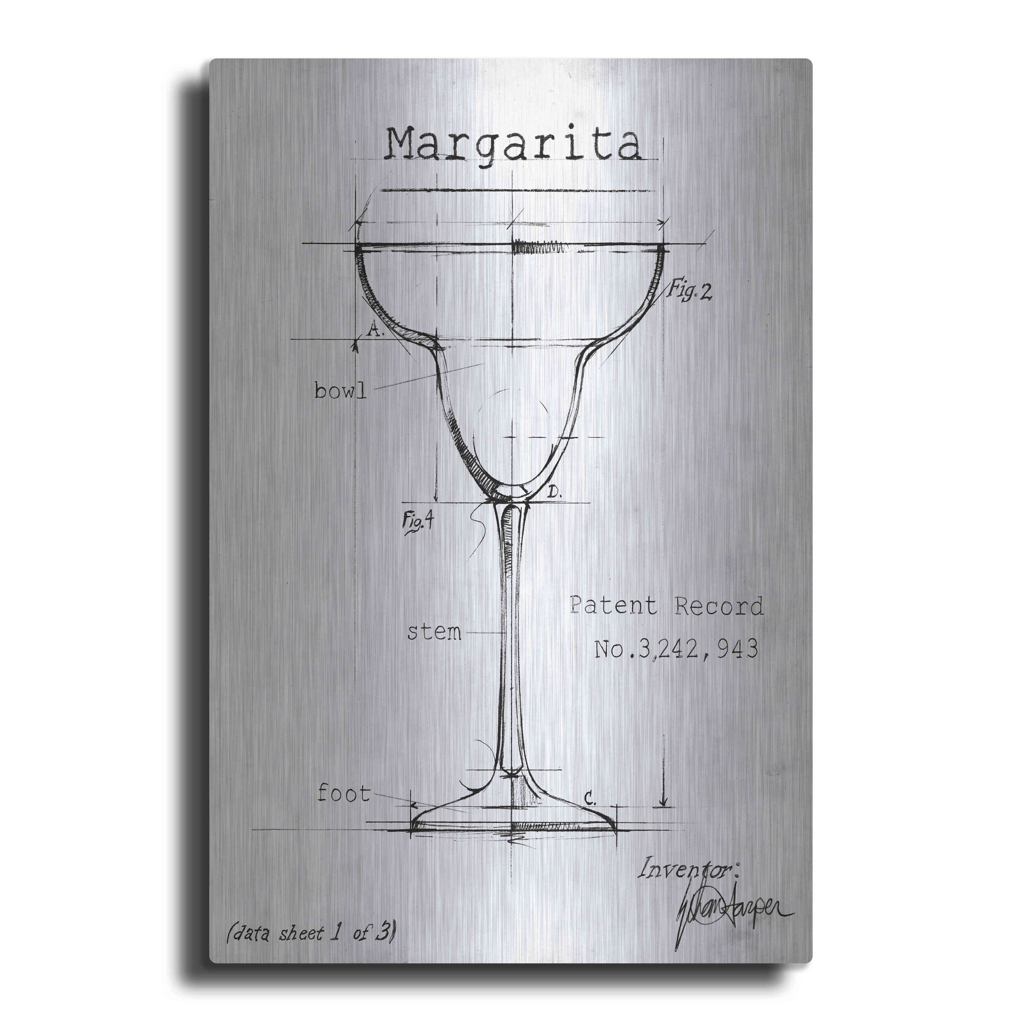 Luxe Metal Art 'Barware Blueprint VI' by Ethan Harper, Metal Wall Art ...