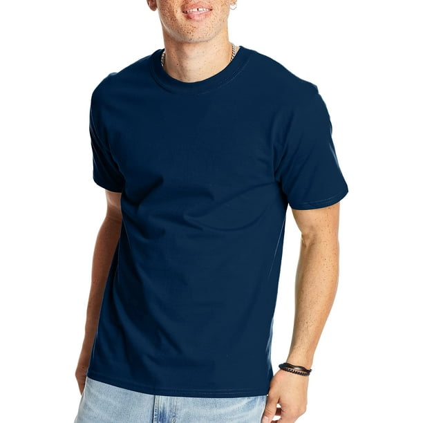 Hanes Mens Beefy-T Classic Crewneck Cotton Tee, S, Navy - Walmart.ca