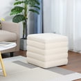19" Square Storage Ottoman Sherpa Foot Rest Footstool Upholstered ...