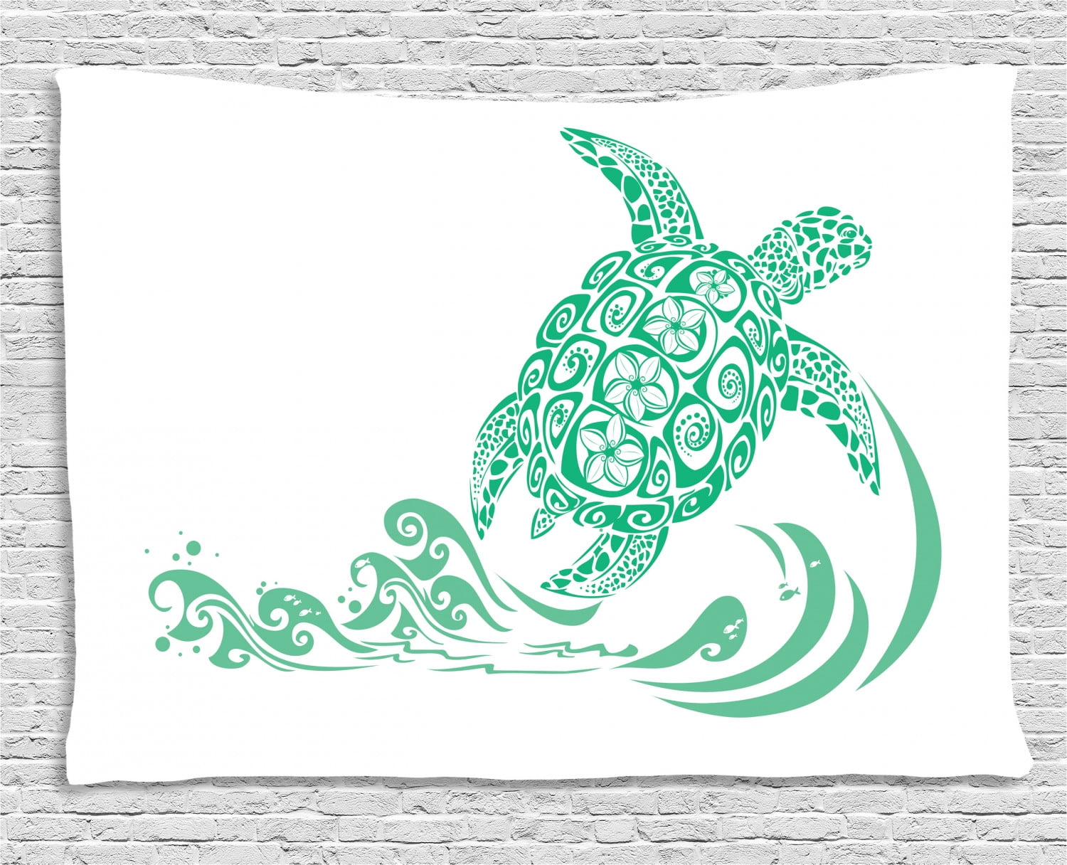 Turtle Tapestry, Tortoise Pattern with Ornate Geometric Desgins Cartoon ...