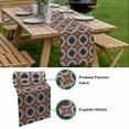 Brown Flower Cotton Linen Table Runner Vintage Blue Color Blocks ...