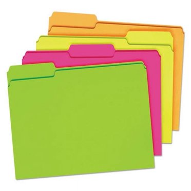 Pendaflex Glow Poly File Folders, 1/3 Cut Top Tab, Letter, Assorted ...